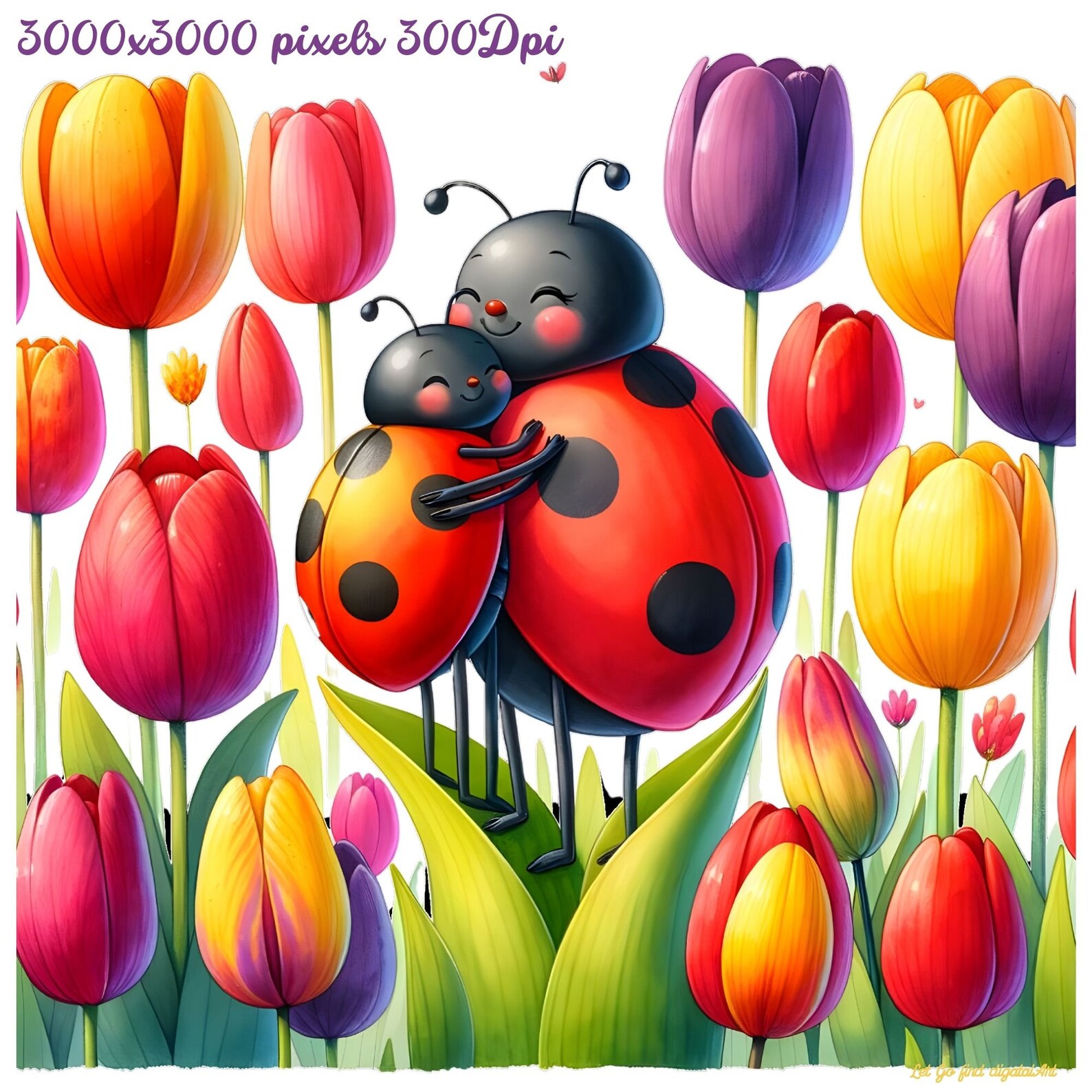 Ladybug Clipart, Watercolor 22 PNG, Ladybug With Flowers Valentine ...