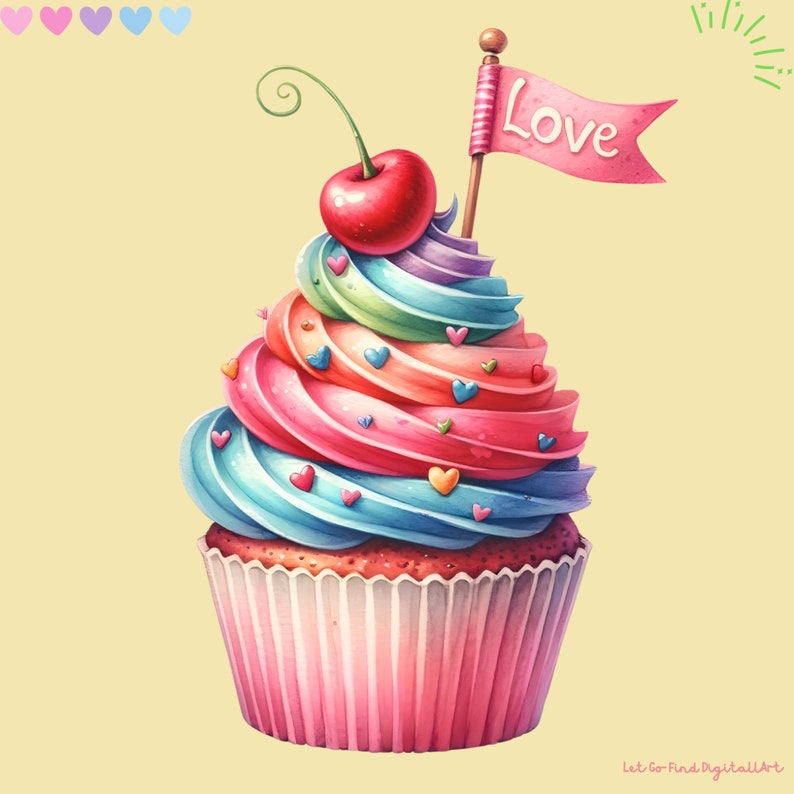 Cupcake Sweet Pastel Clip Art Collection, Sprinkle Your Designs With ...