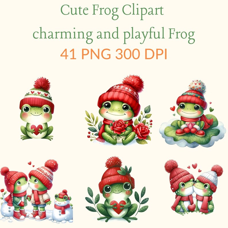 Watercolor Cute Frog Clipart, 41 PNG Charming and Playful Frog, Frog ...