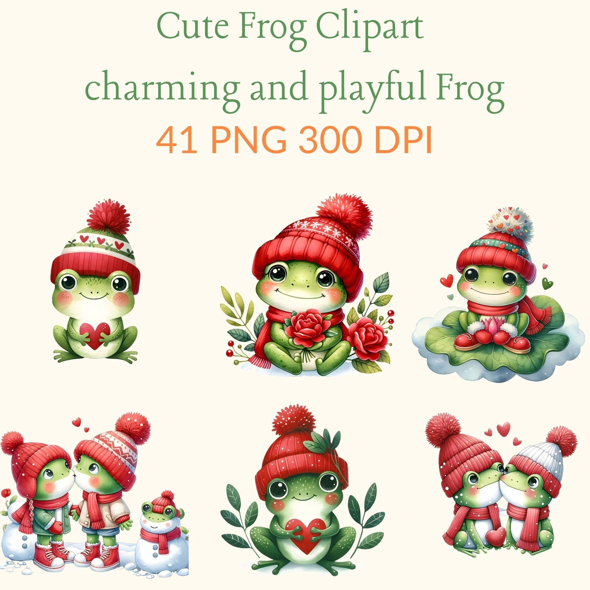Watercolor Cute Frog Clipart, 41 PNG Charming and Playful Frog, Frog ...