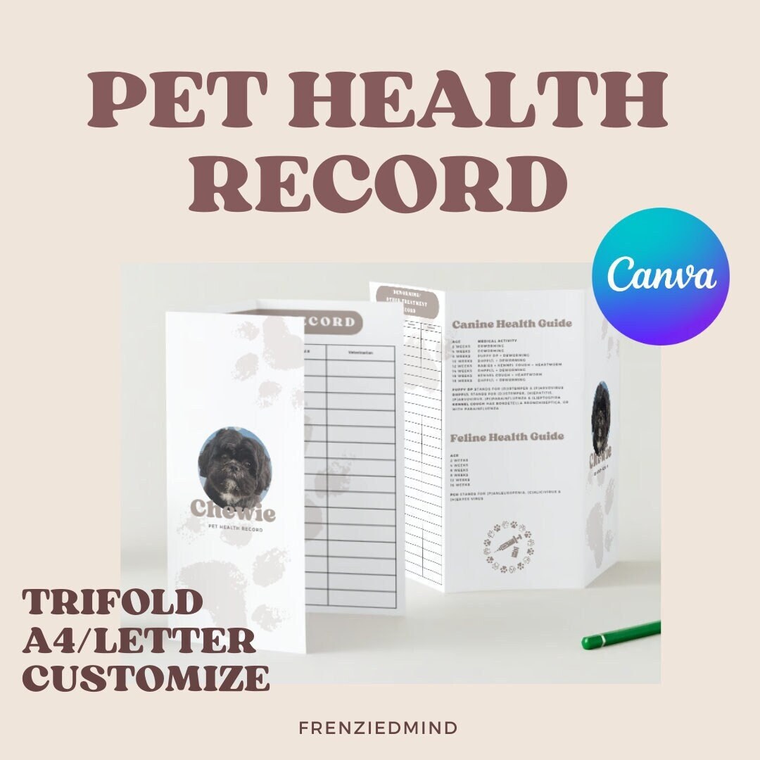 Pet Health Record Vaccination Certificate Tracker Template Printable ...