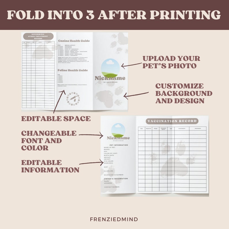 Pet Health Record Vaccination Certificate Tracker Template Printable ...