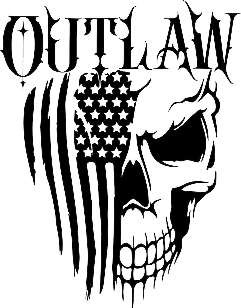 Outlaw Skull American Flag SVG File - Etsy