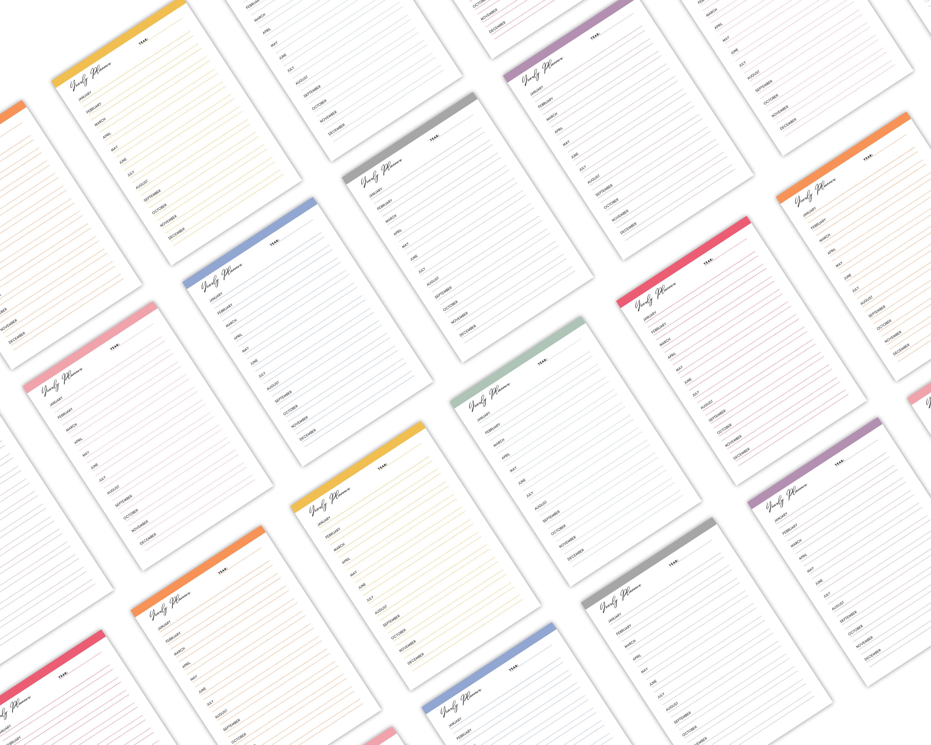 Yearly Overview, Yearly Planner Printable, Year at a Glance, Minimalist ...