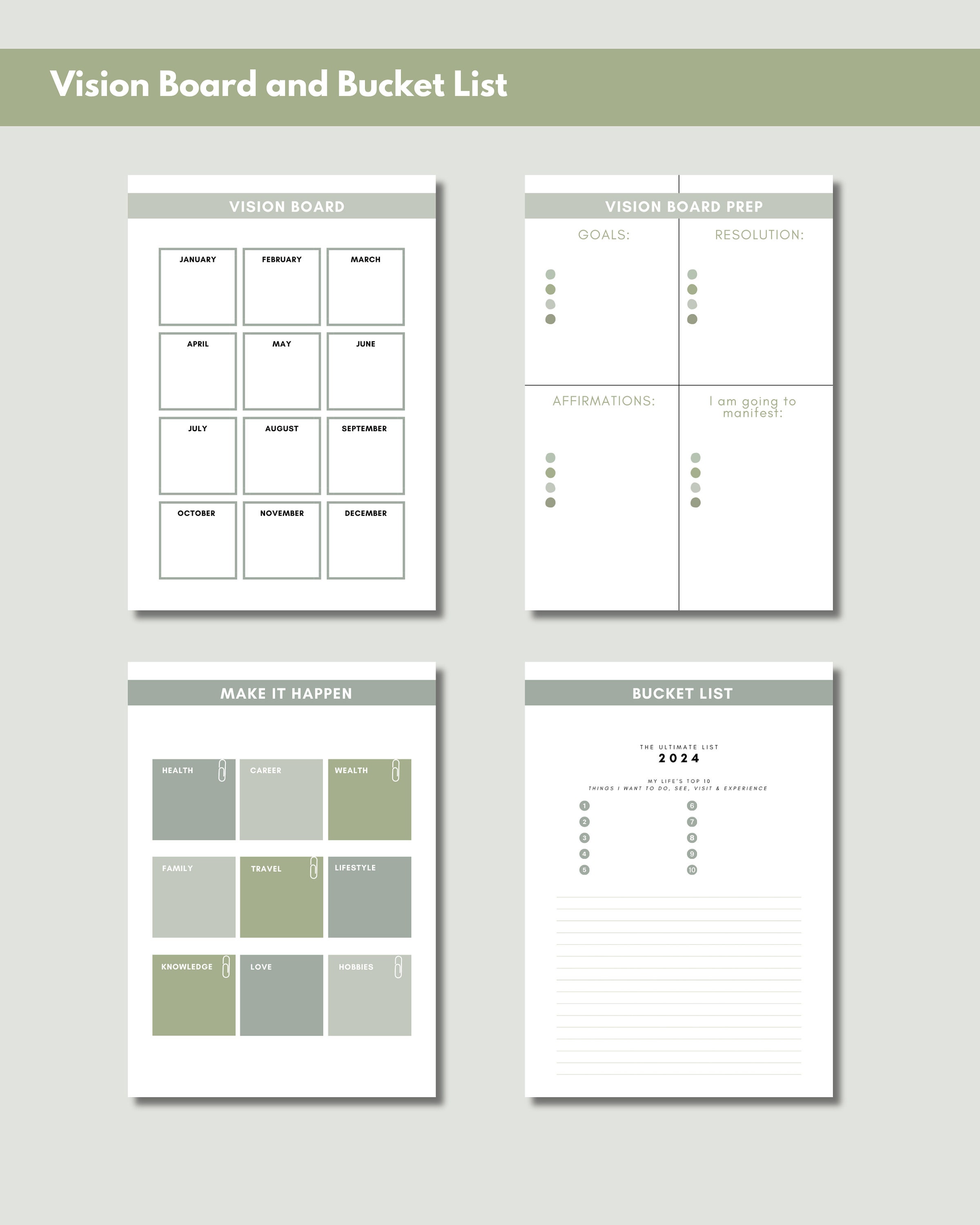 Vision Board Kit Printable Vision Board Digital Printable Journaling ...