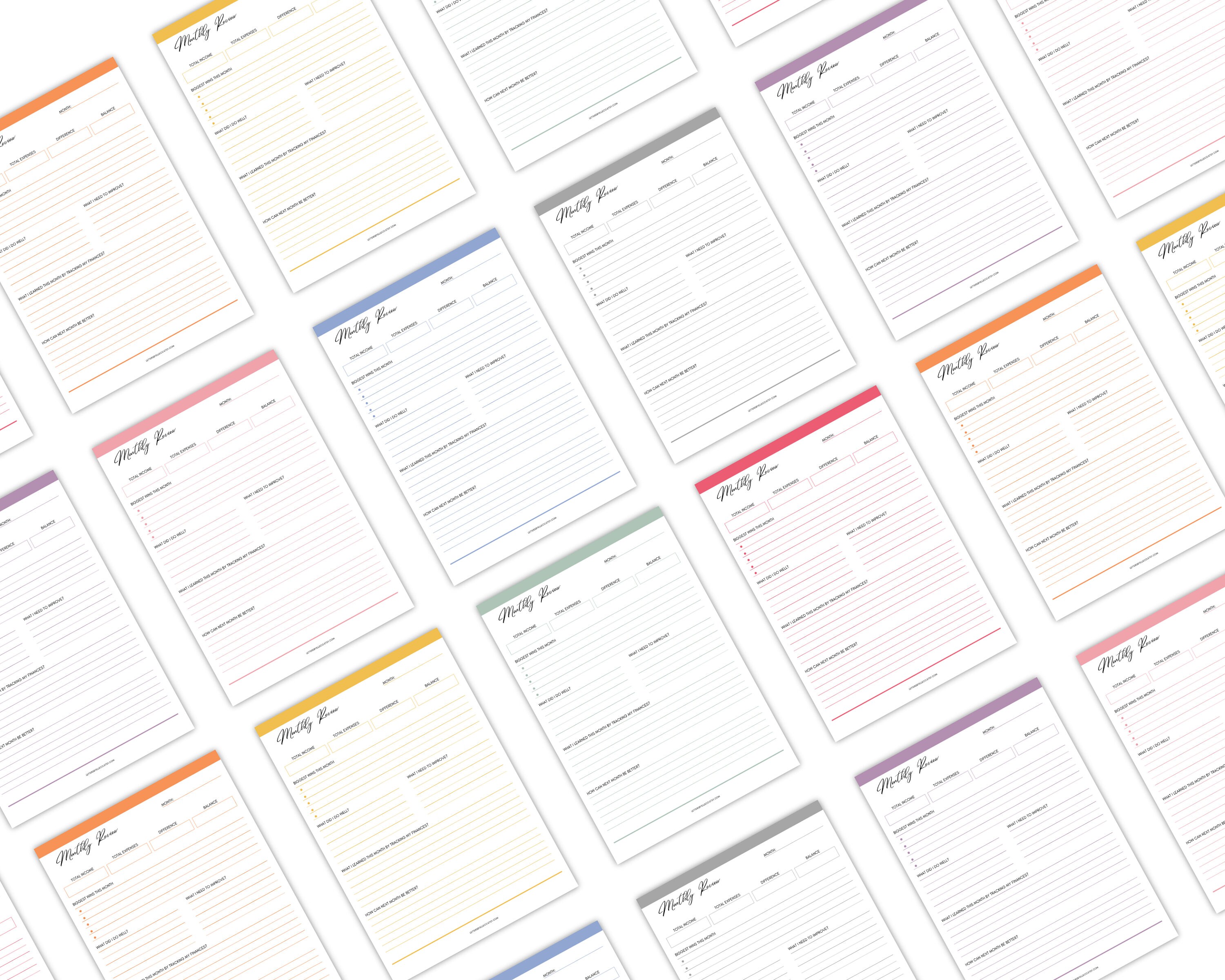 Monthly Financial Review, Printable Budget and Finance Planner ...