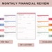 Monthly Financial Review, Printable Budget and Finance Planner ...