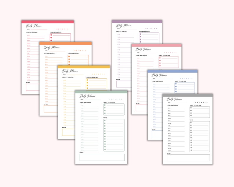 Printable Daily Planner, Daily To-do List, Daily Schedule, Productivity ...