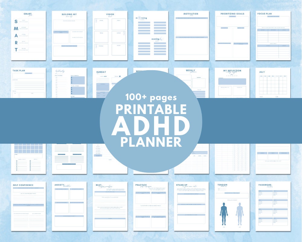 Undated ADHD Planner Printable Adult ADHD Workbook Adhd Journal ...