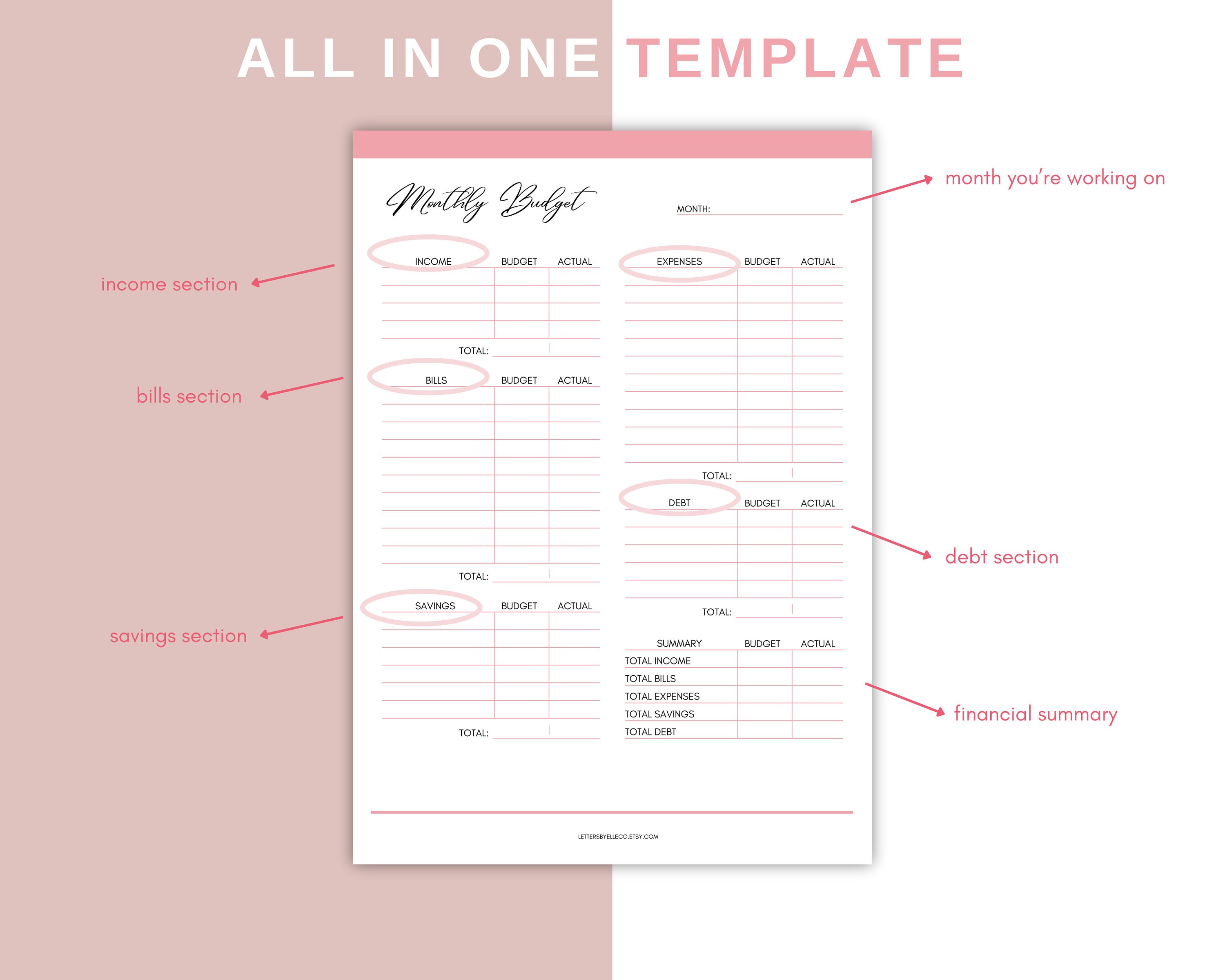 Printable Monthly Budget Planner, Budget Tracker Template, Finance ...