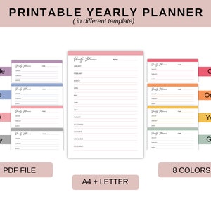 Yearly Overview, Yearly Planner Printable, Year at a Glance, Minimalist ...