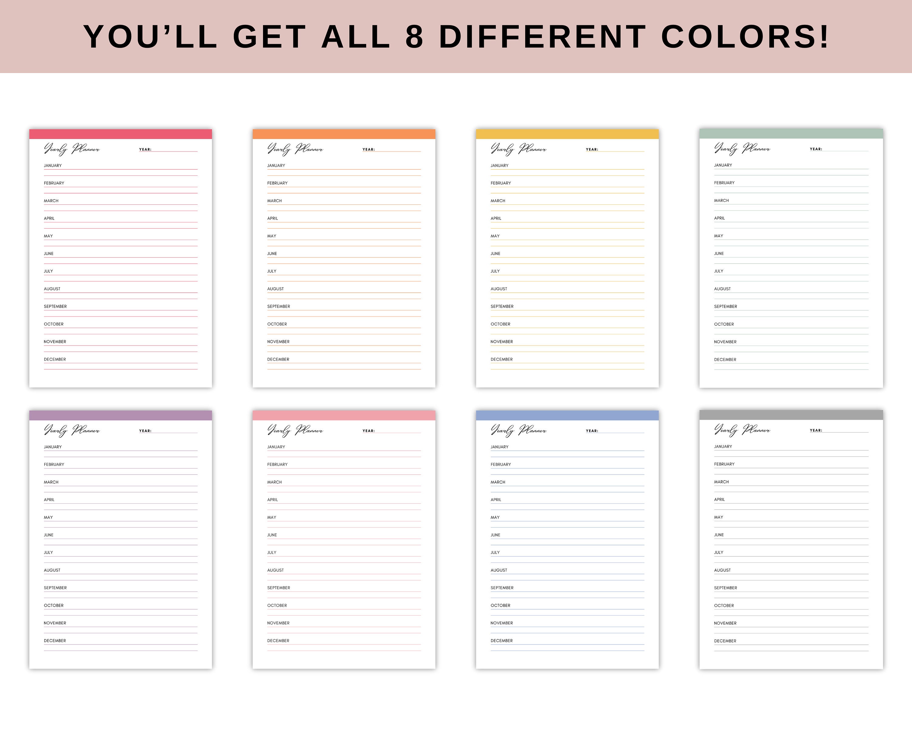 Yearly Overview, Yearly Planner Printable, Year at a Glance, Minimalist ...