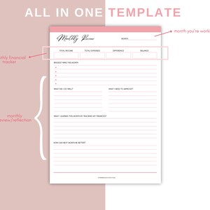 Monthly Financial Review, Printable Budget and Finance Planner ...