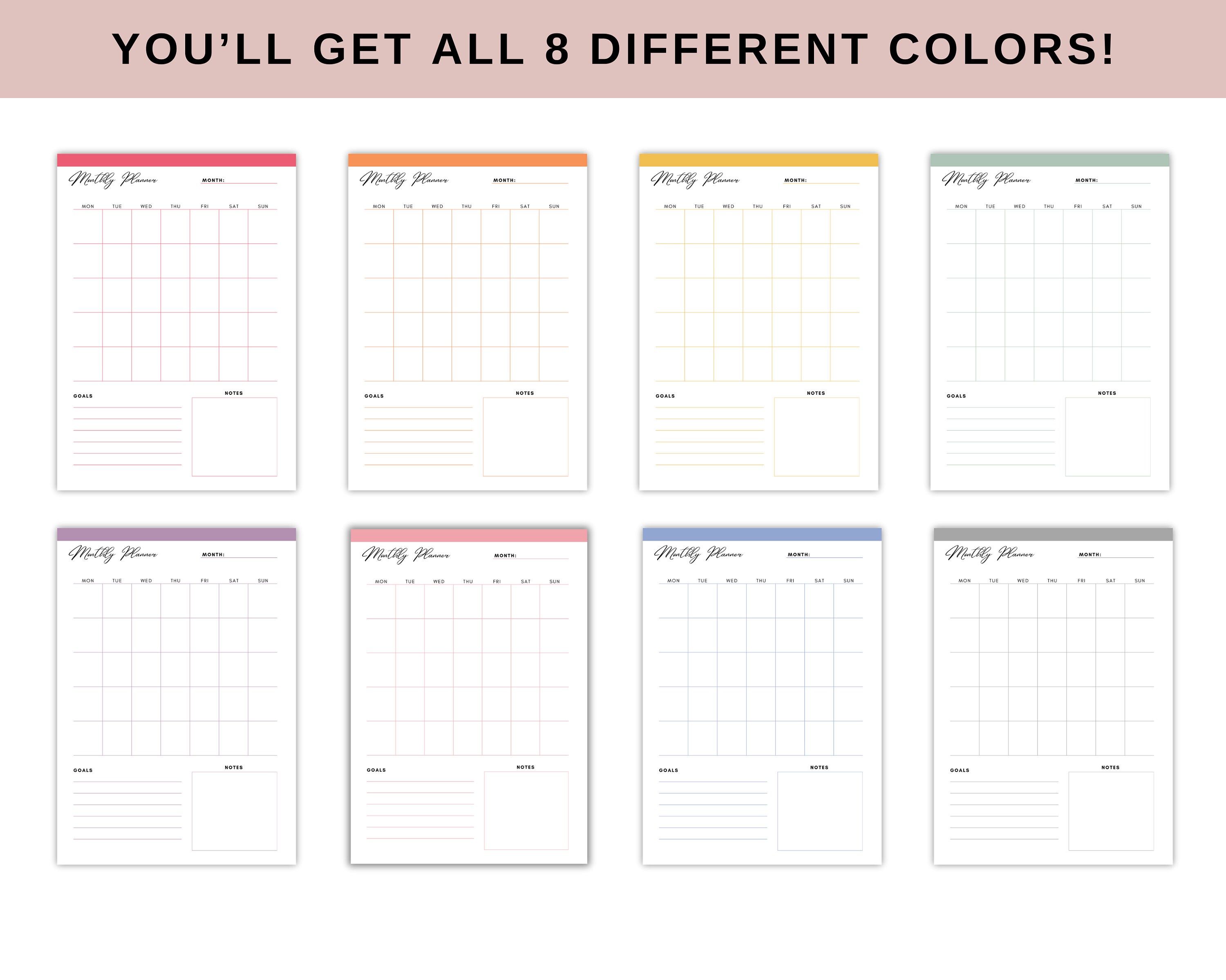 Simple Printable Monthly Planner, Minimal Monthly Schedule, Monthly ...