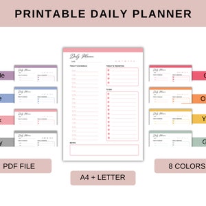 Printable Daily Planner, Daily To-do List, Daily Schedule, Productivity ...