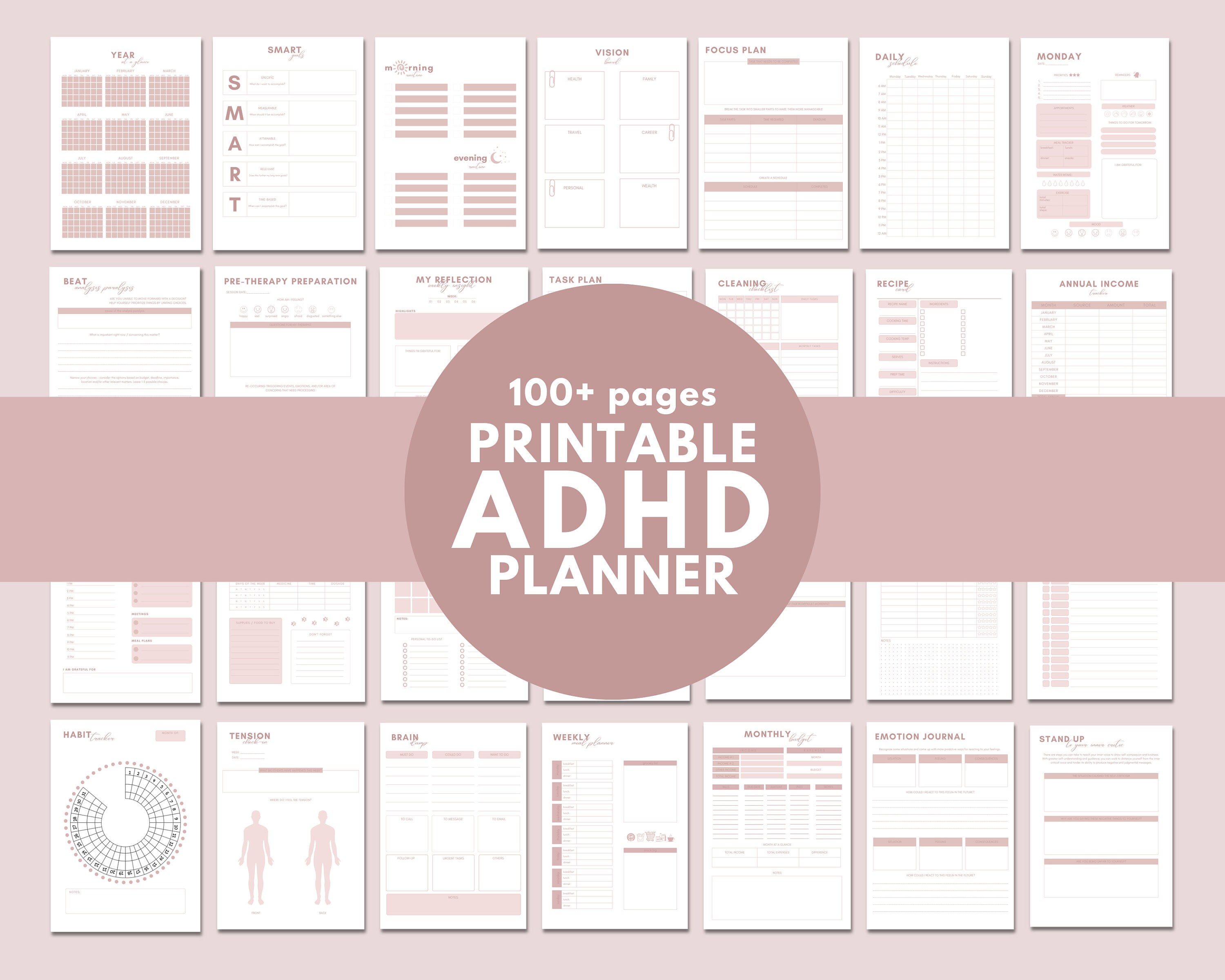 Undated ADHD Planner Printable Adult ADHD Workbook Adhd Journal ...
