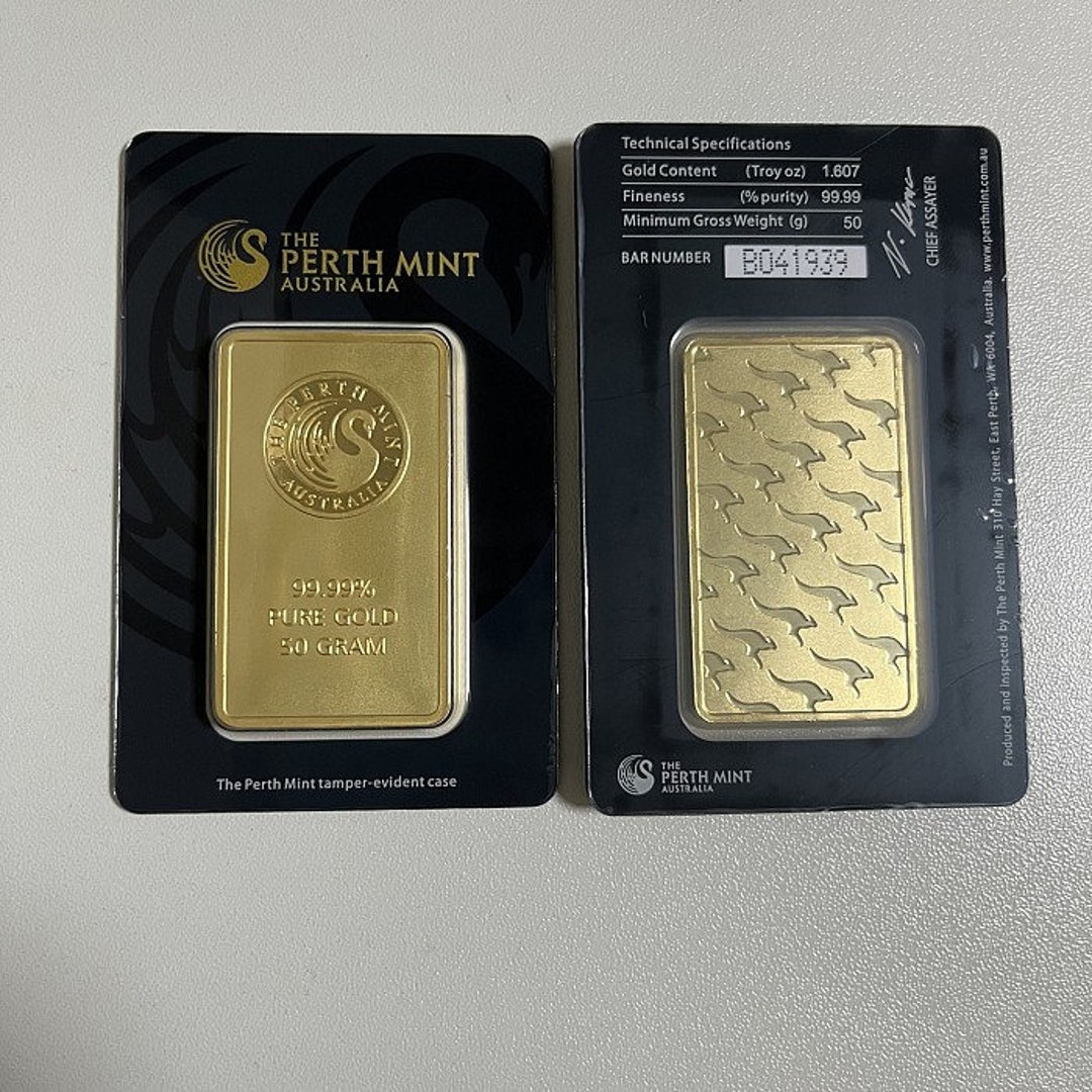 50g Gold Bar Perth Mint Gold Plated Bullion Bar in Sealed Case - Etsy