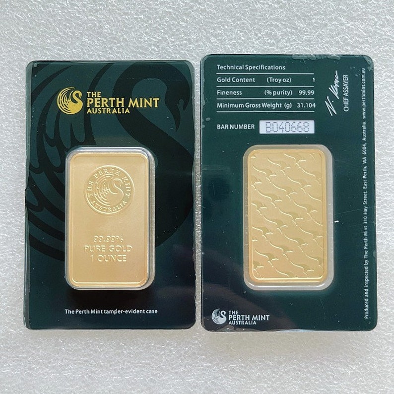 2 Pieces 1oz Gold Bar Perth Mint Gold Plated Bullion Bars in Sealed ...