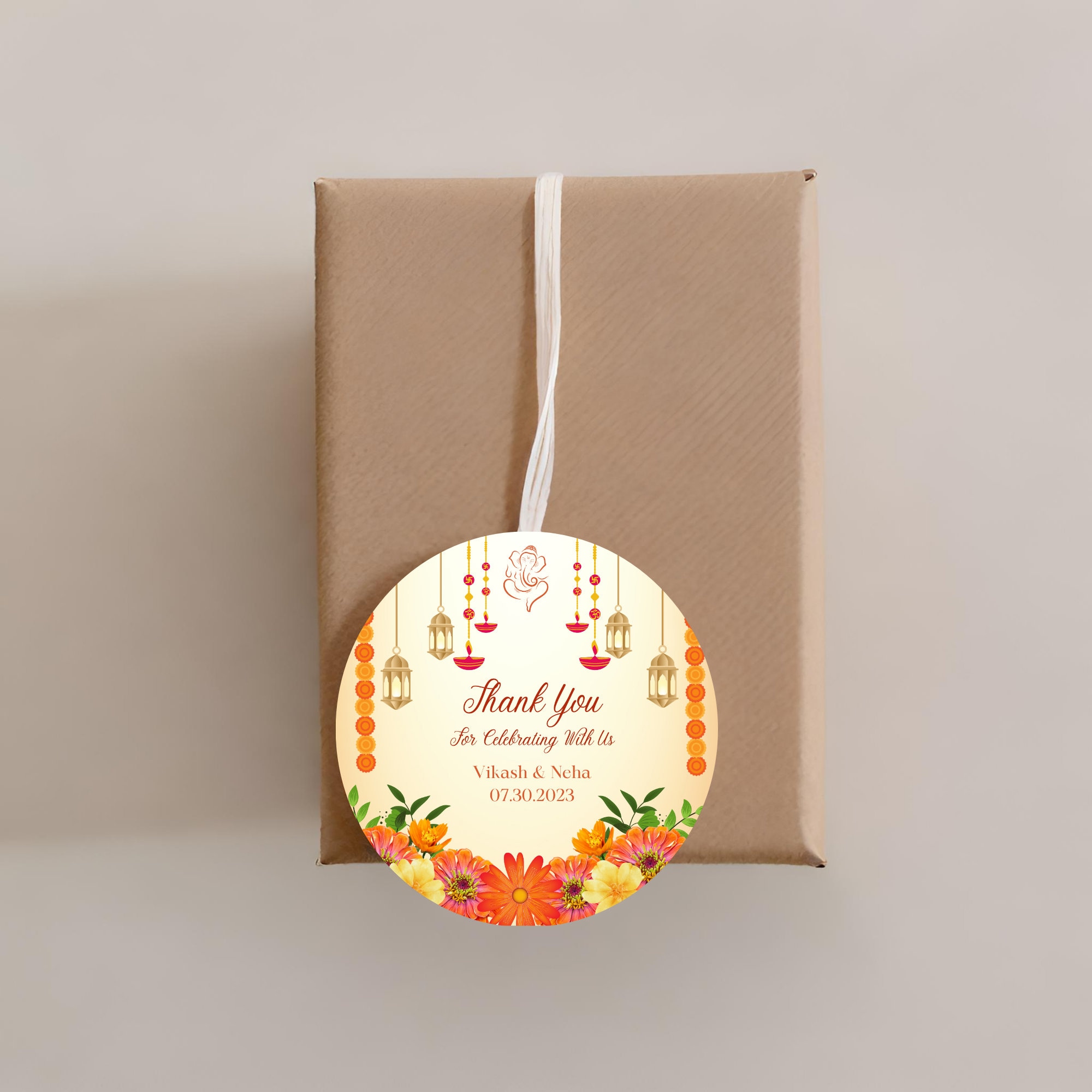 Orange Marigold Favor Tag Template for Indian Wedding Haldi/mendhi ...
