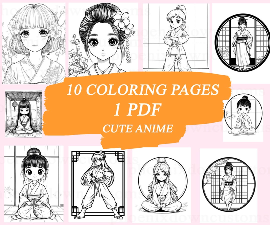 Cute Anime Girls Japanese Pack Cozy Coloring Book - PDF Digital ...