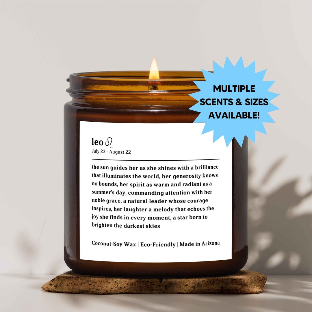 Leo Sign Zodiac Definition Gift, Leo Star Sign Candle, Leo Traits Gift ...