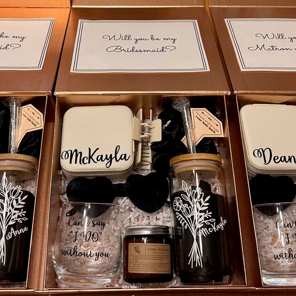 White and Black Bridesmaid Box - Etsy