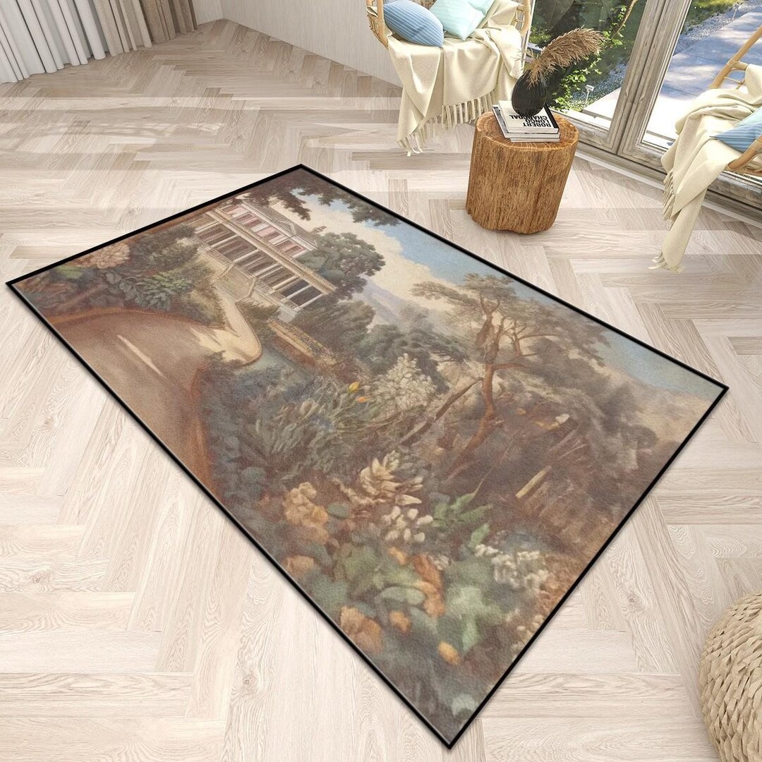 Large Area Rug British Cottage Rose Garden British Countryside Floor ...