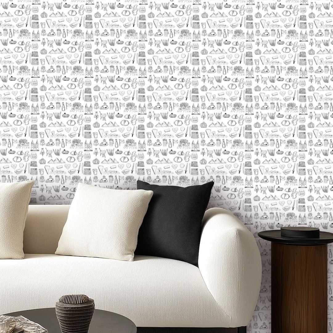 Scottish Doodles - Peel and Stick Wallpaper, Removable Wallpaper - Etsy