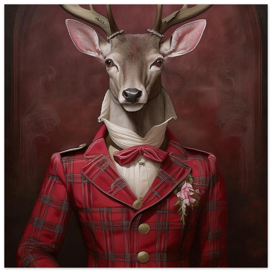 Victorian Stag Print - Red Tartan Suit - Unique Fine Art Poster | Stag ...