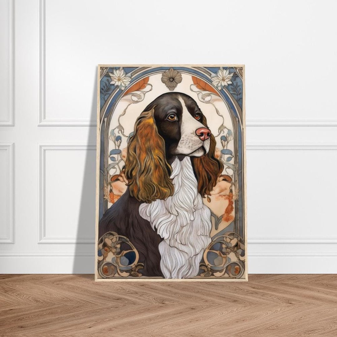 Art Nouveau English Springer Spaniel Framed Poster British Dogs ...