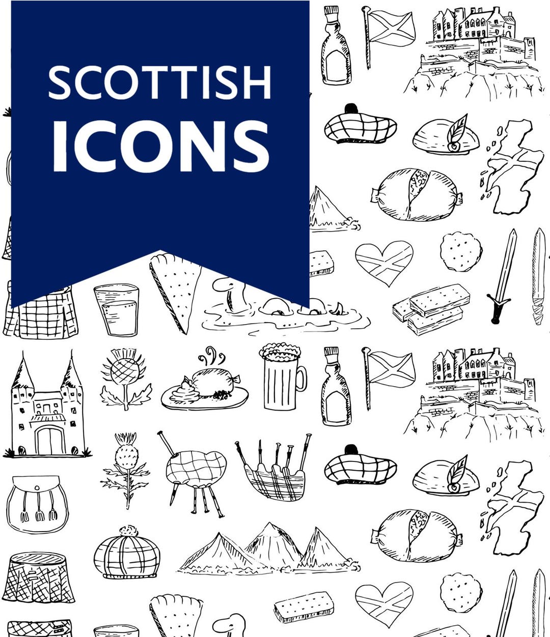 Scottish Doodles Kitchen & Bathroom Backsplash Peel and Stick Wallpaper ...