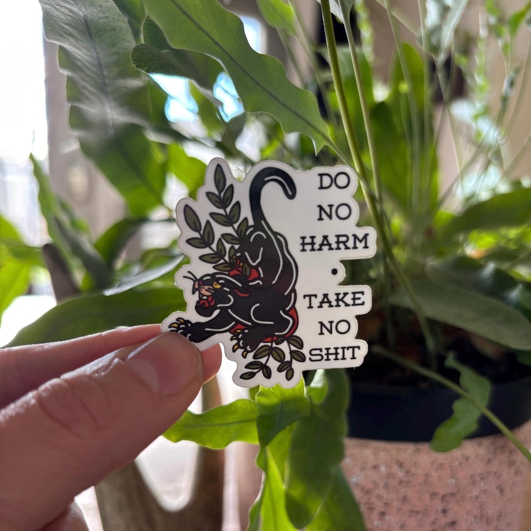 Do No Harm Take No Shit Sticker – Panther Tattoo Flash Vinyl Decal ...