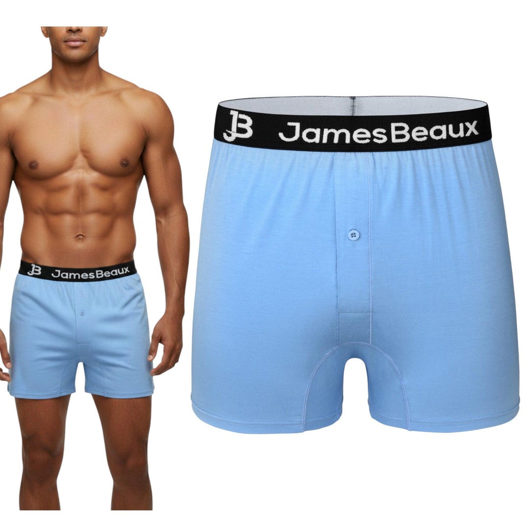 James Beaux Blue Heather 95% Bamboo Boxer Shorts - Etsy