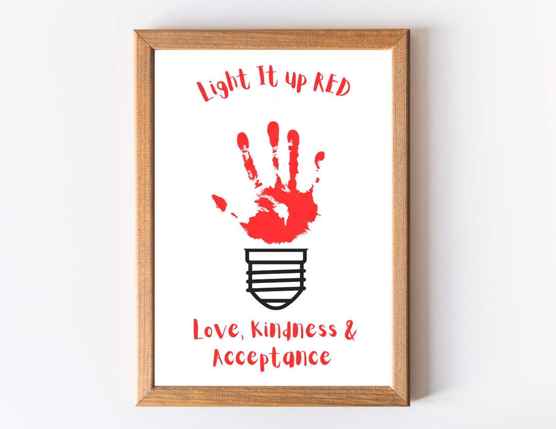 Light It up RED - Autism - Kid Craft - Digital PDF - DIY - Wall Art ...