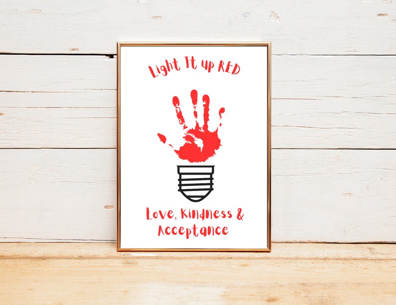 Light It up RED - Autism - Kid Craft - Digital PDF - DIY - Wall Art ...
