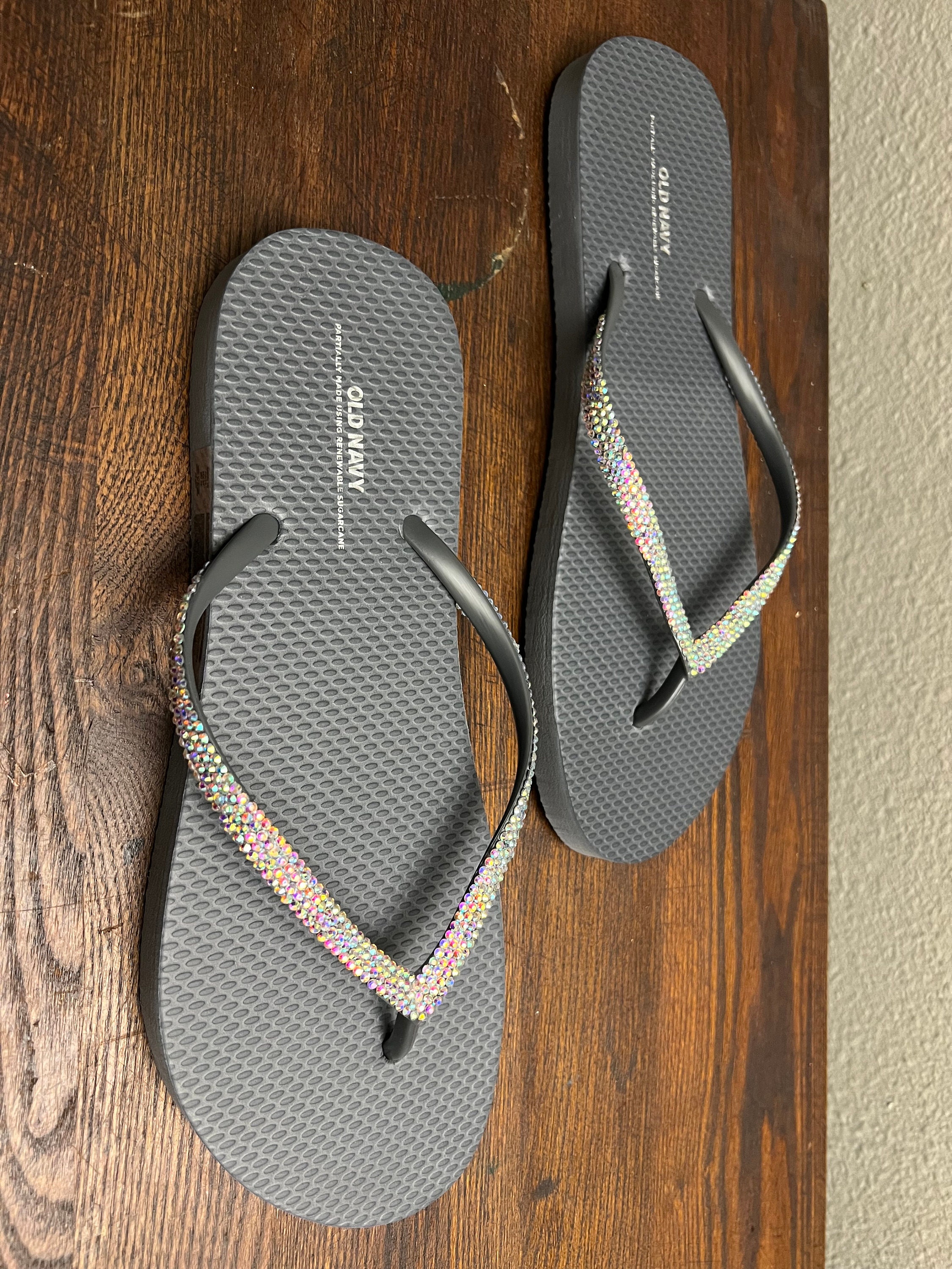 Crystal Rhinestone Old Navy Flip Flops - Etsy