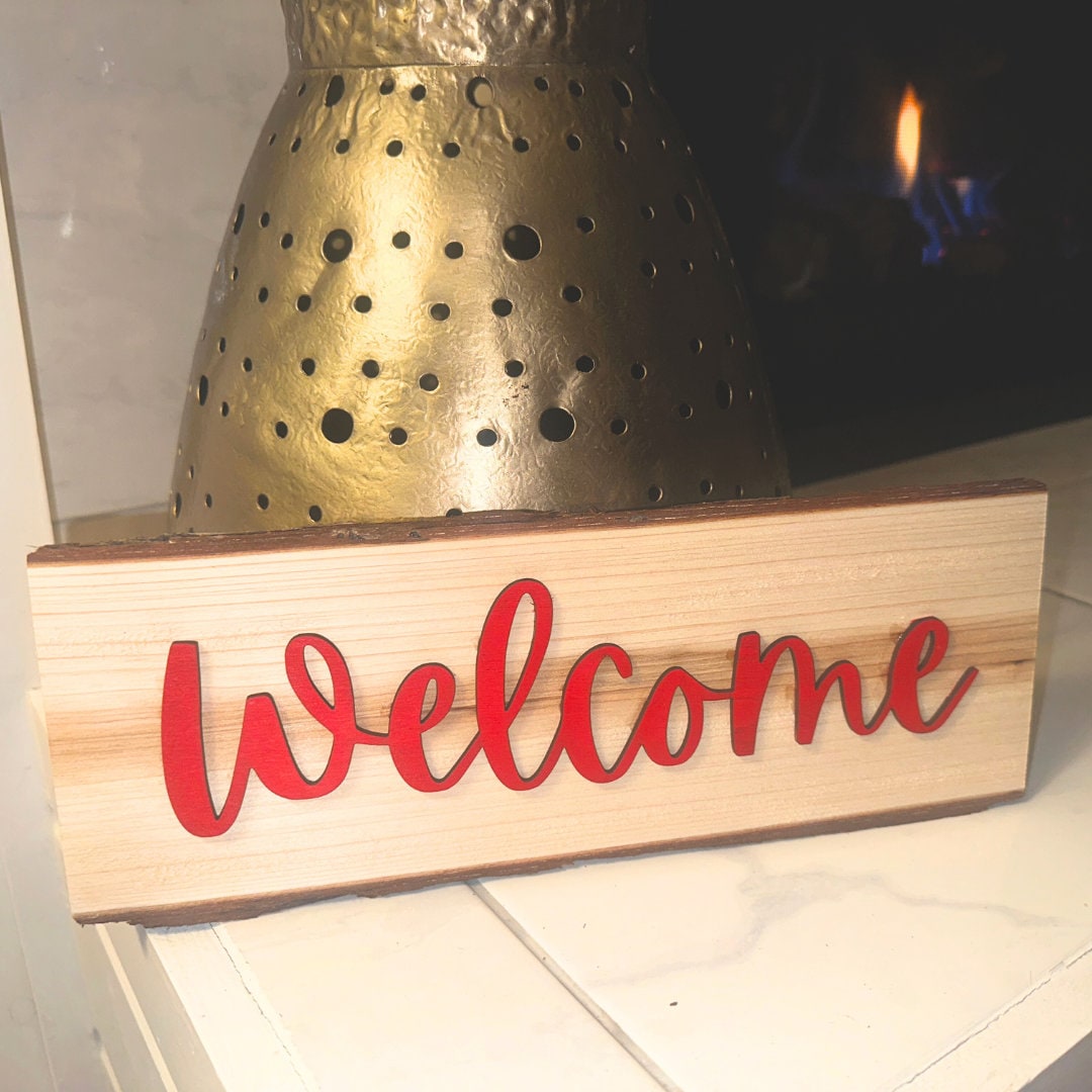 Live Edge Wood Welcome Sign - Small Space, Realtor Closing Gift - Etsy