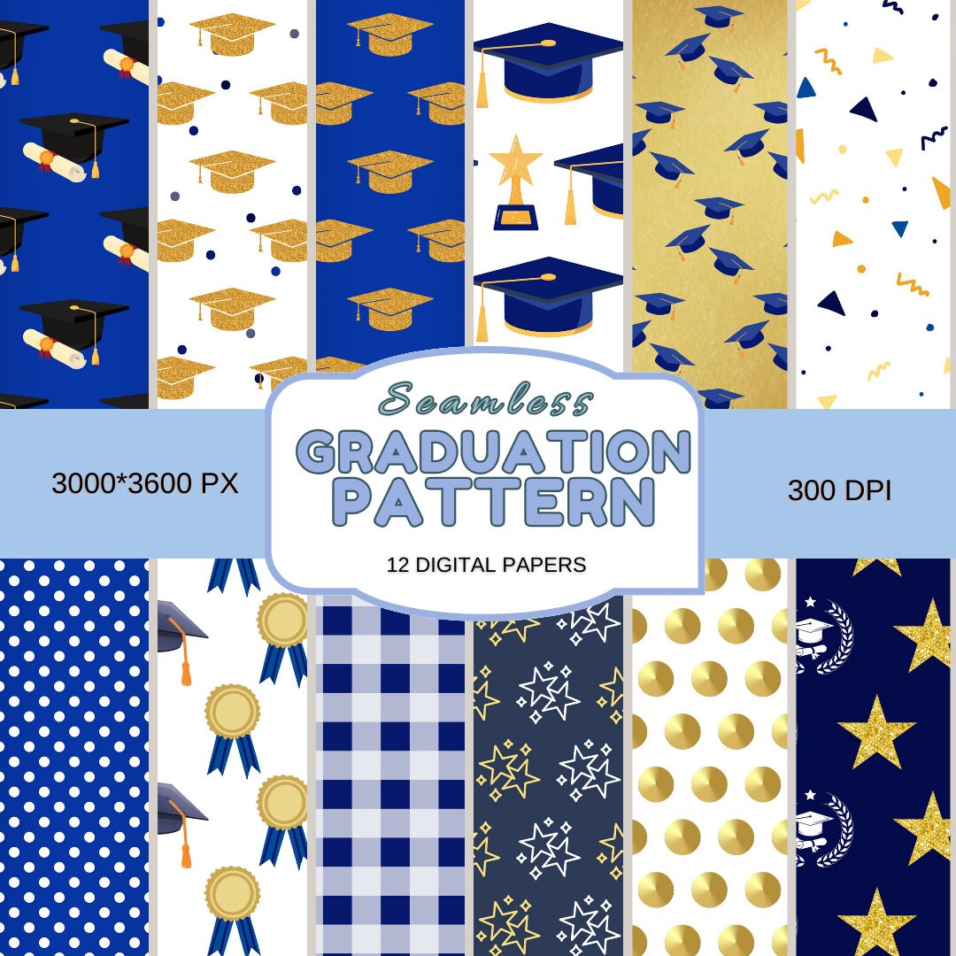 Graduation Digital Paper, Class of 2024, Grad Background, Seamless ...