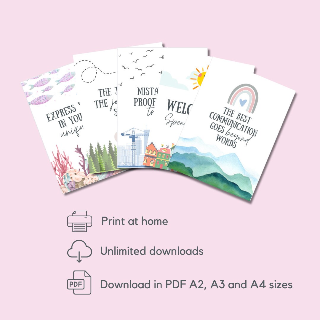 5 Speech Pathology Therapy Posters Motivational Affirmations Positive ...