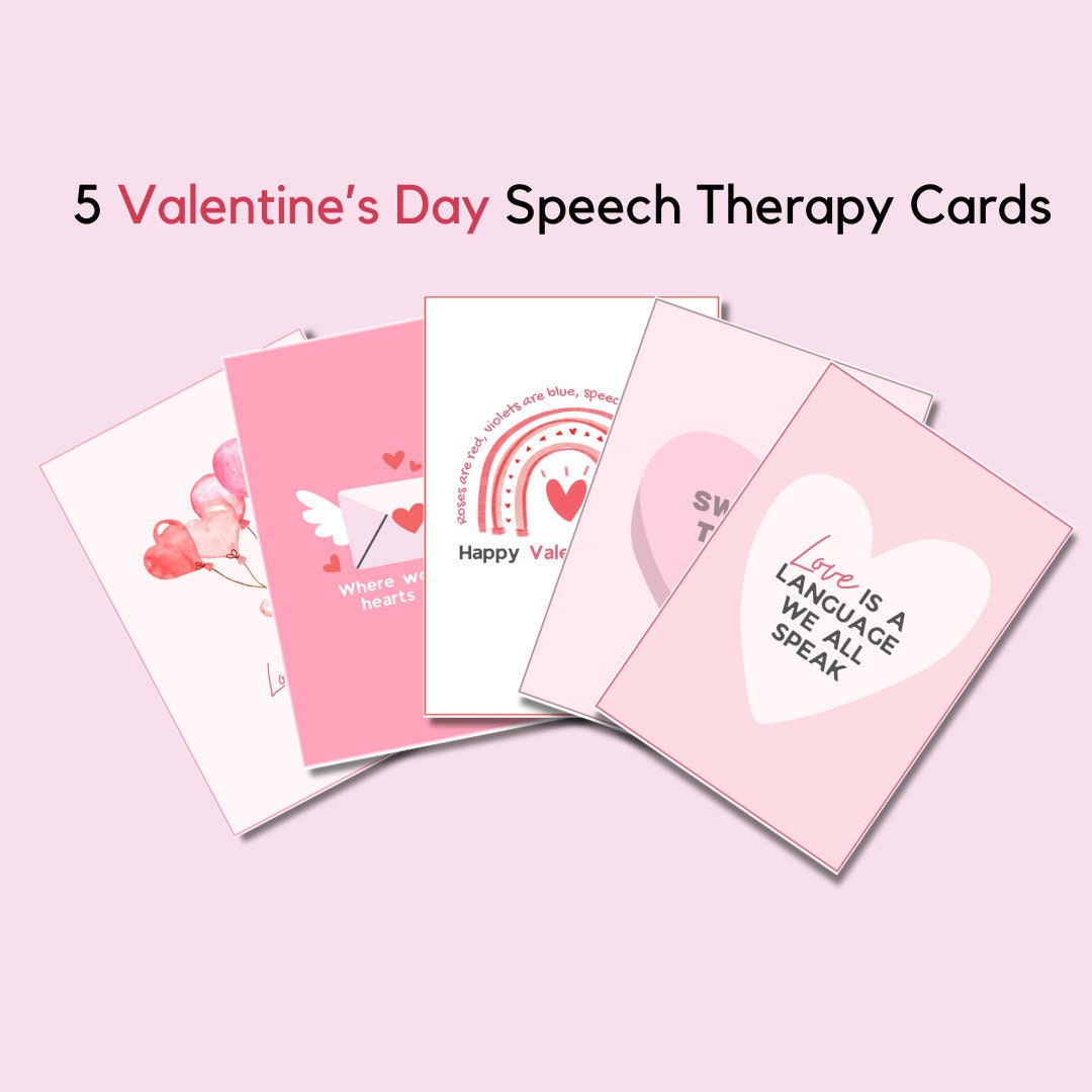 5 Speech Therapy Valentine's Day Cards Print at Home Cute Quotes ...