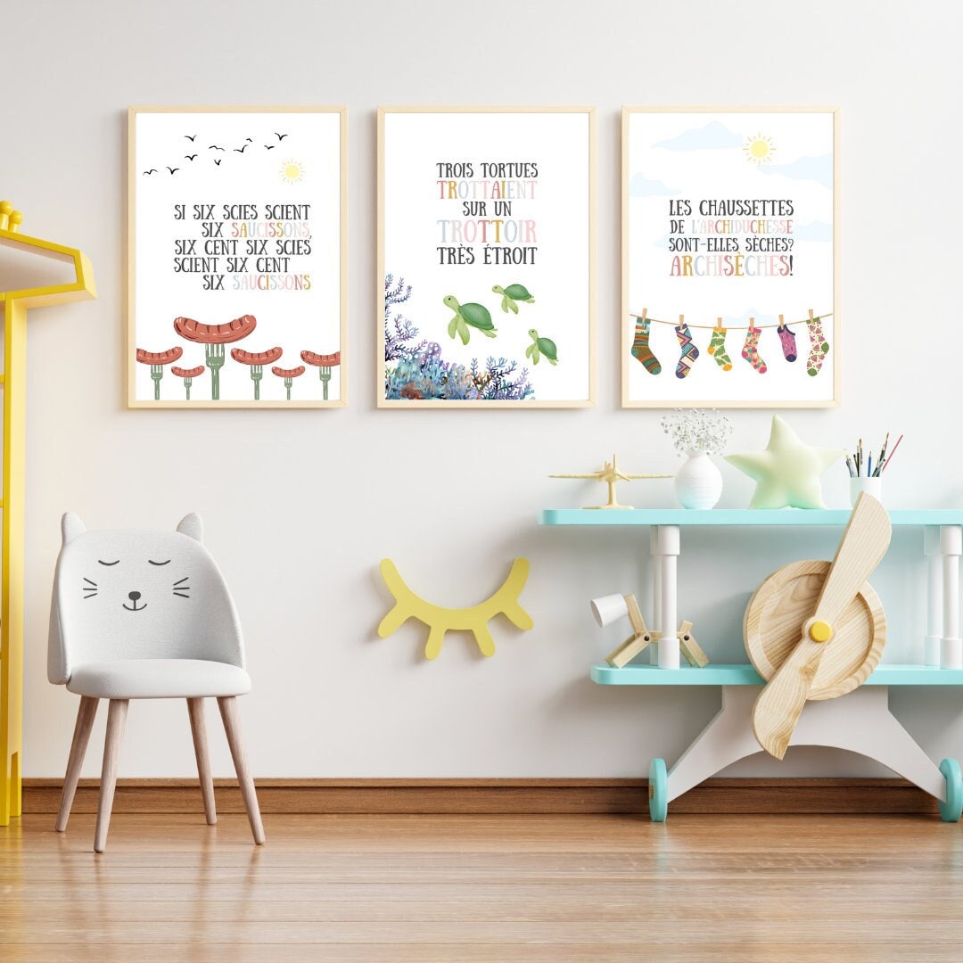 5 French Tongue Twister Posters Fun Decor Poster Print for Office ...