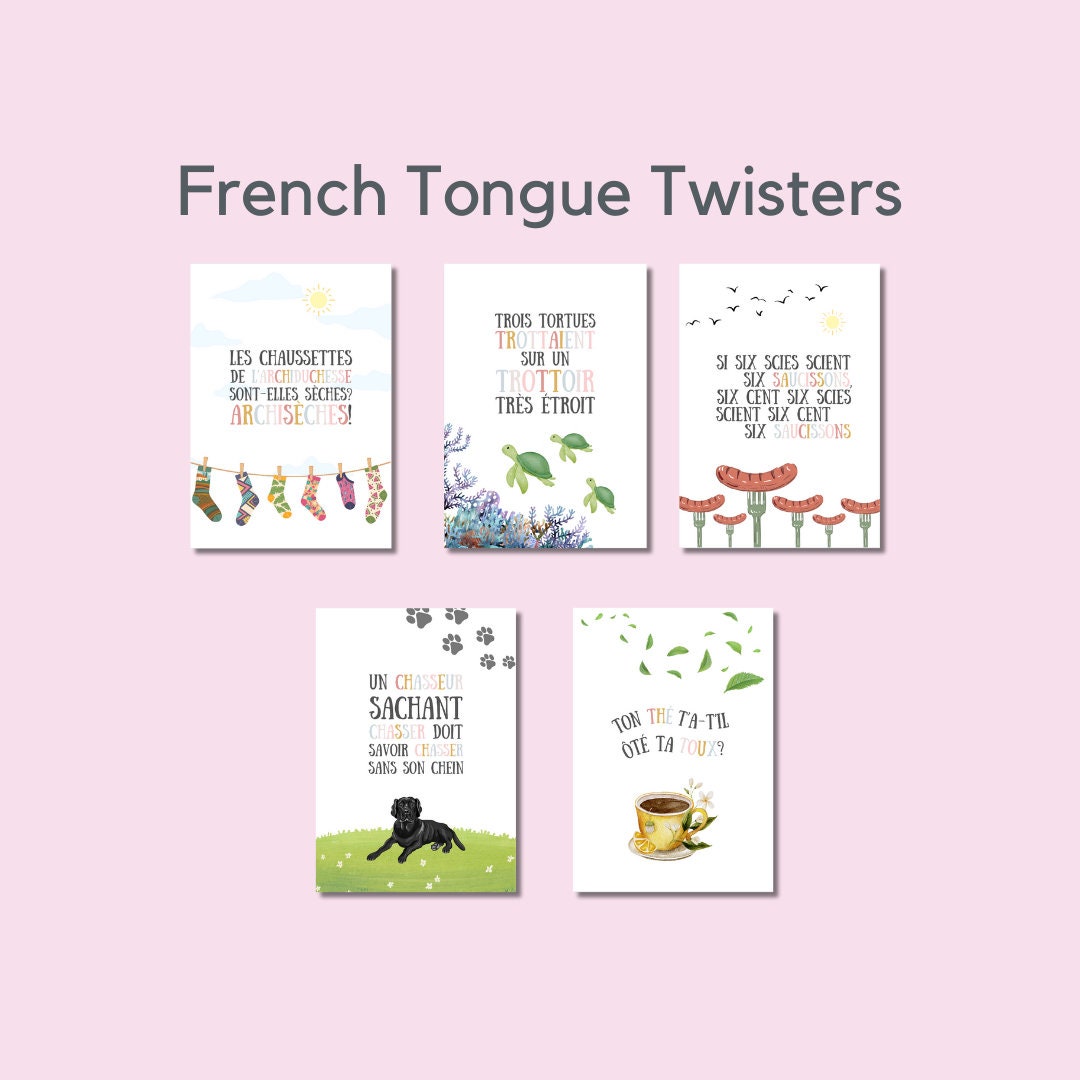 5 French Tongue Twister Posters Fun Decor Poster Print for Office ...