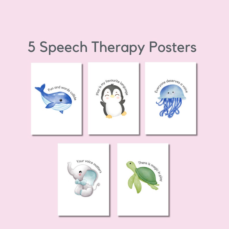 5 Cute Speech Therapy Motivation Inspiration Encouraging Posters Wall ...