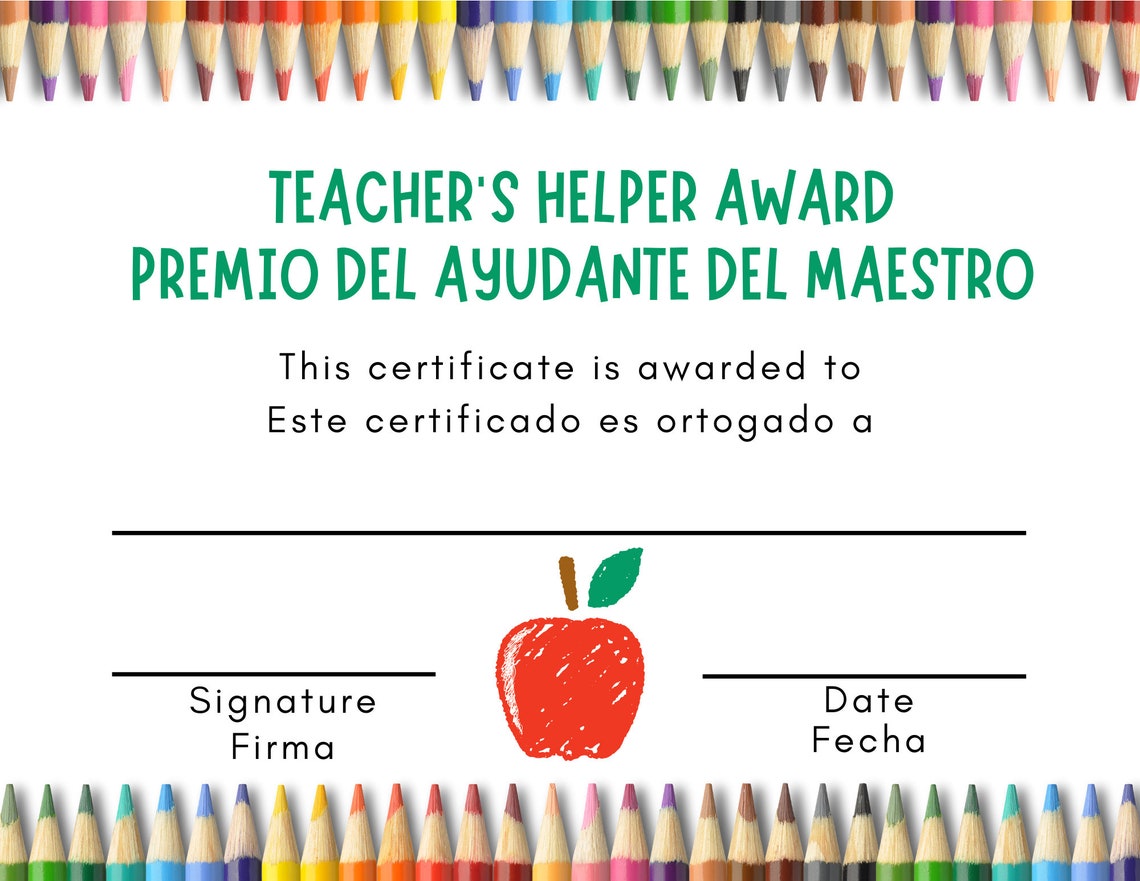 10 Bilingual Certificates for Teachers, Spanish-english/10 Certificados ...