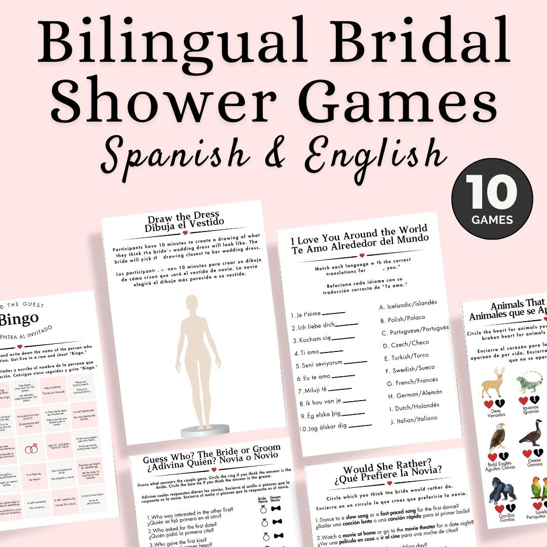 10 Bilingual Bridal Shower or Wedding Games in English & Spanish / 10 ...