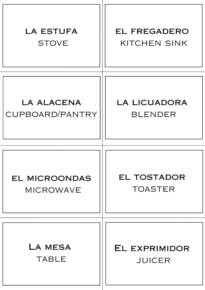 Bilingual Spanish English Household Item Labels - Etsy