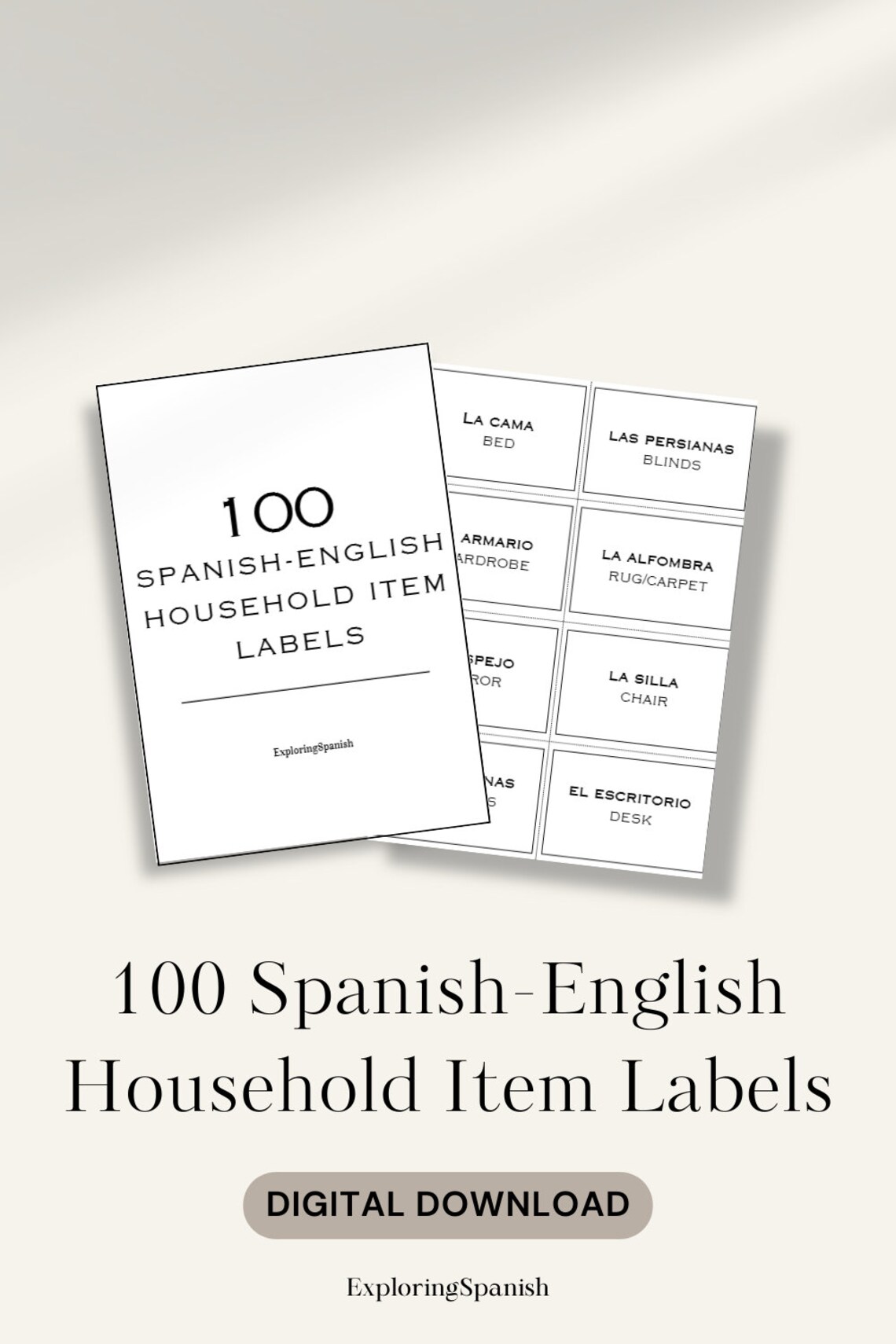 Bilingual Spanish English Household Item Labels - Etsy