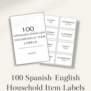 Bilingual Spanish English Household Item Labels - Etsy