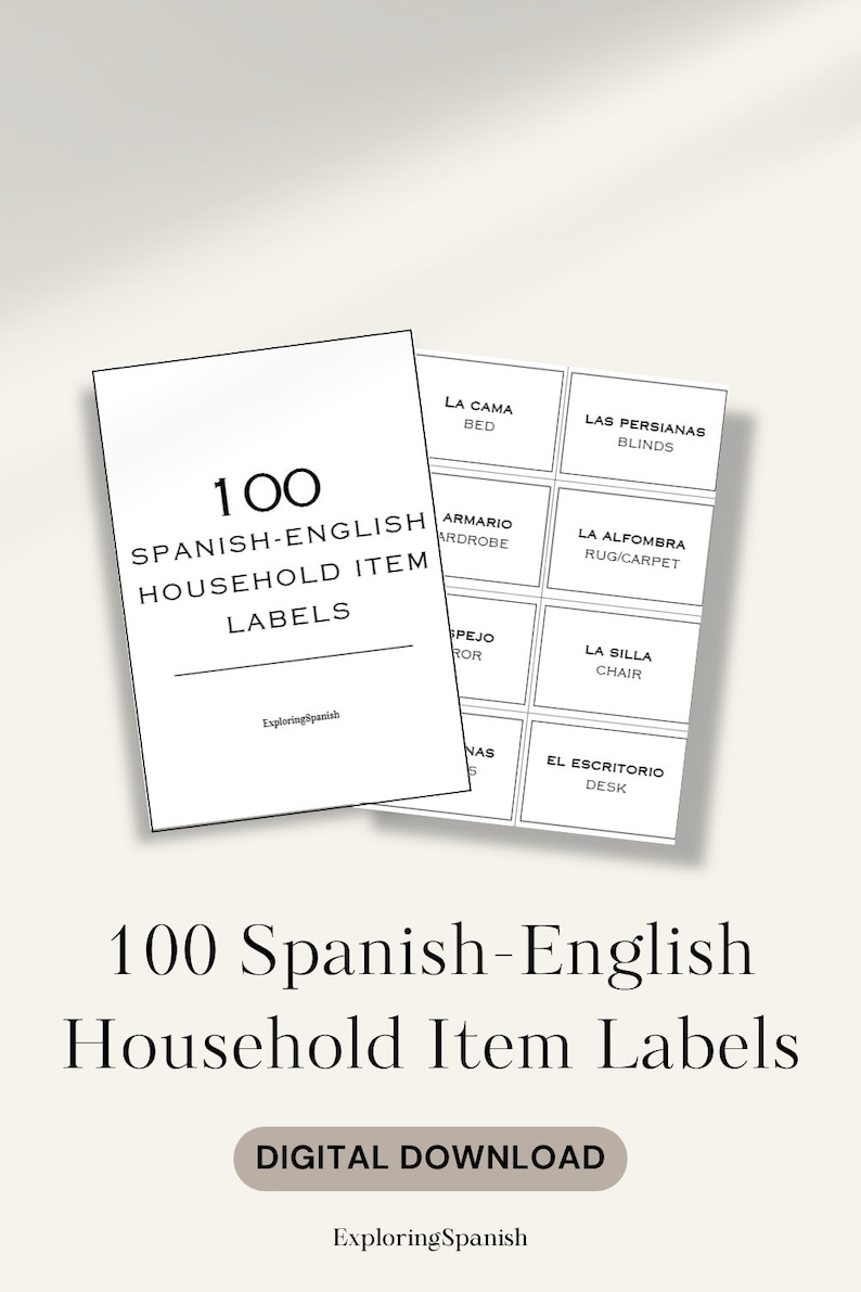 Bilingual Spanish English Household Item Labels - Etsy