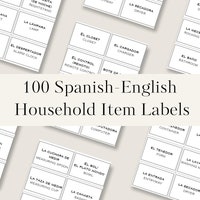 Vocabulary Home Labels Spanish-english 60 Words With Pictures - Etsy